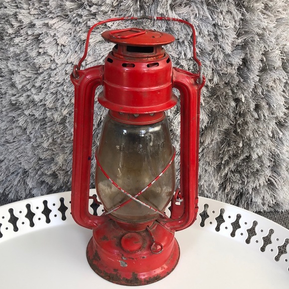 Accents | Vintage Rustic Farmhouse Red Railroad Lantern | Poshmark